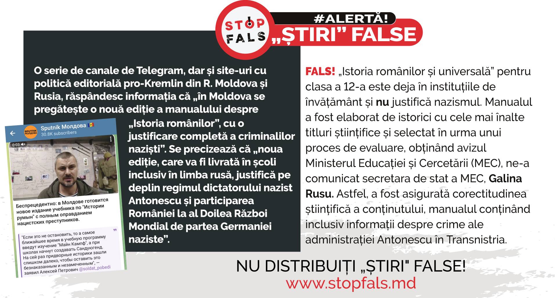 Stop Fals | FALS: în R. Moldova se pregătește un manual de Istorie care „îi justifică complet pe ...